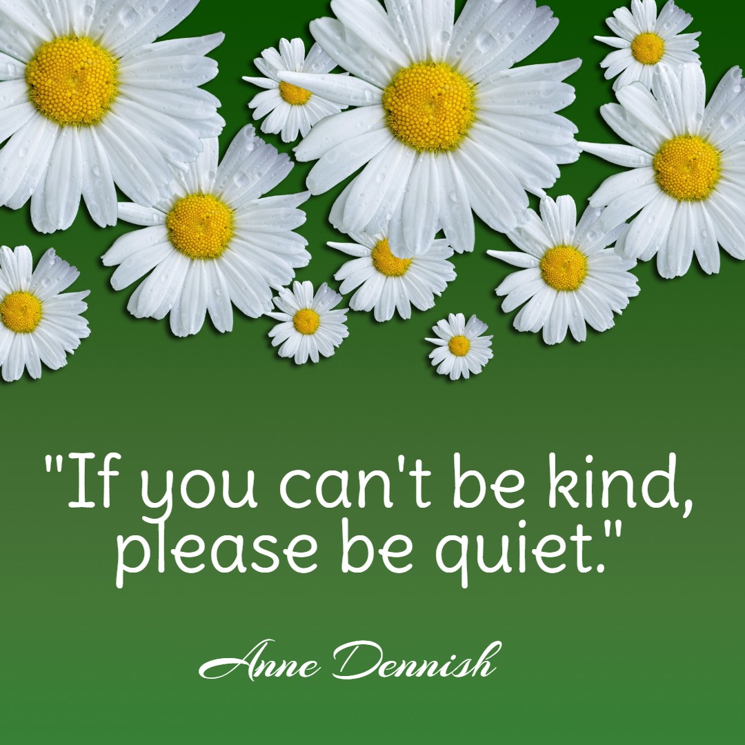 “If You Can’t Be Kind, Please Be Quiet!” | Anne Dennish – Writer/Author